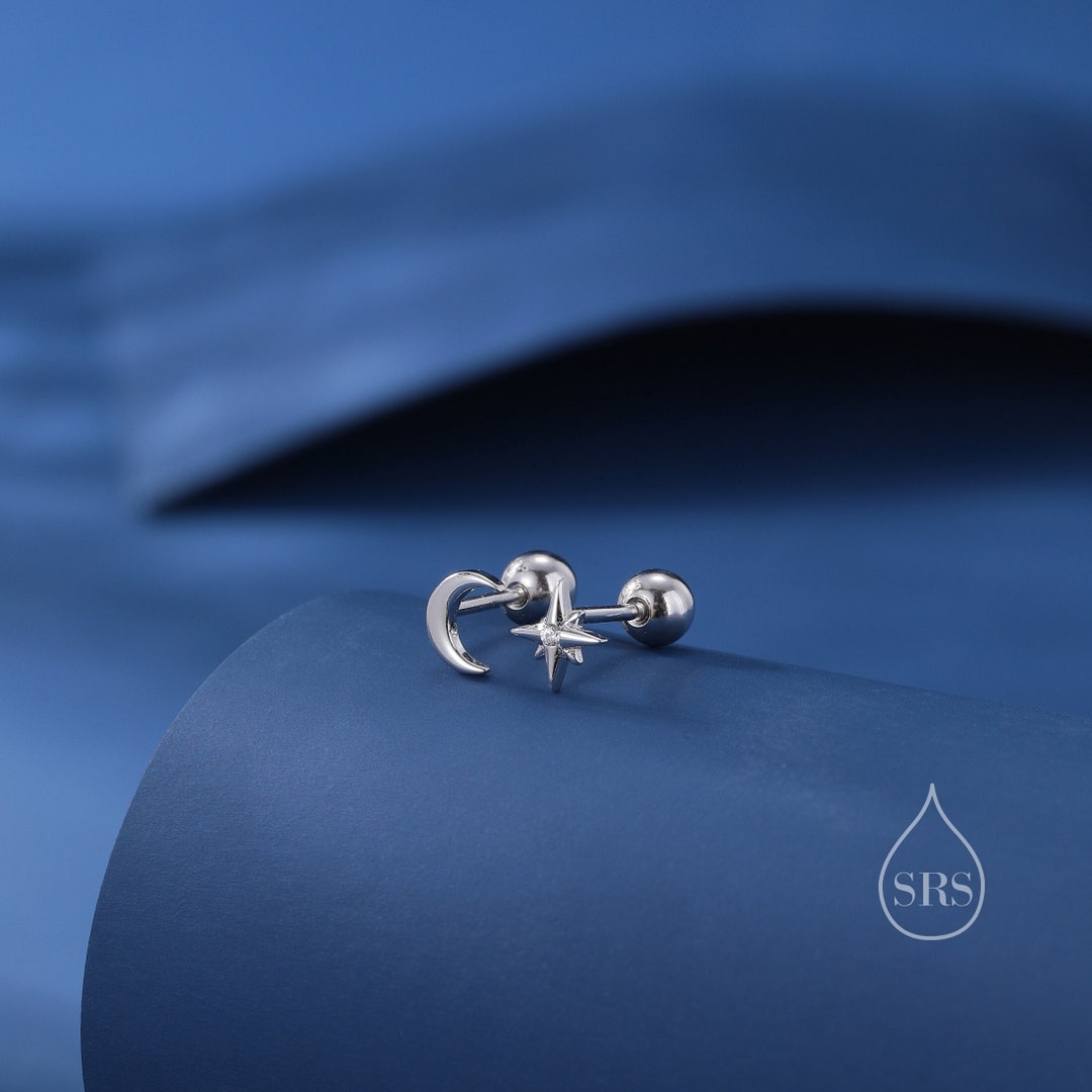 Asymmetric Moon and Starburst Internally Threaded Flat Back/screw Back ...