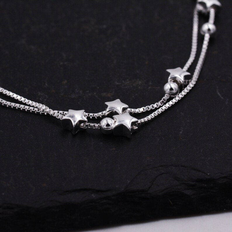 Sterling Silver Tiny Little Twinkle Stars Charm Bracelet - Etsy UK