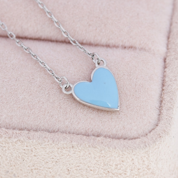 Blue Heart Necklace - Etsy