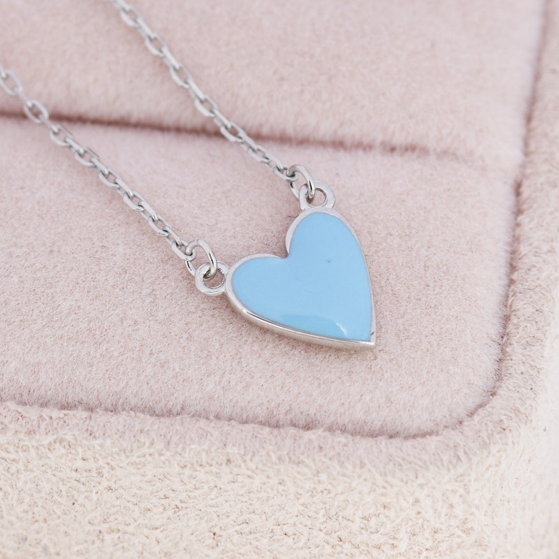 Blue Heart Necklace - Etsy