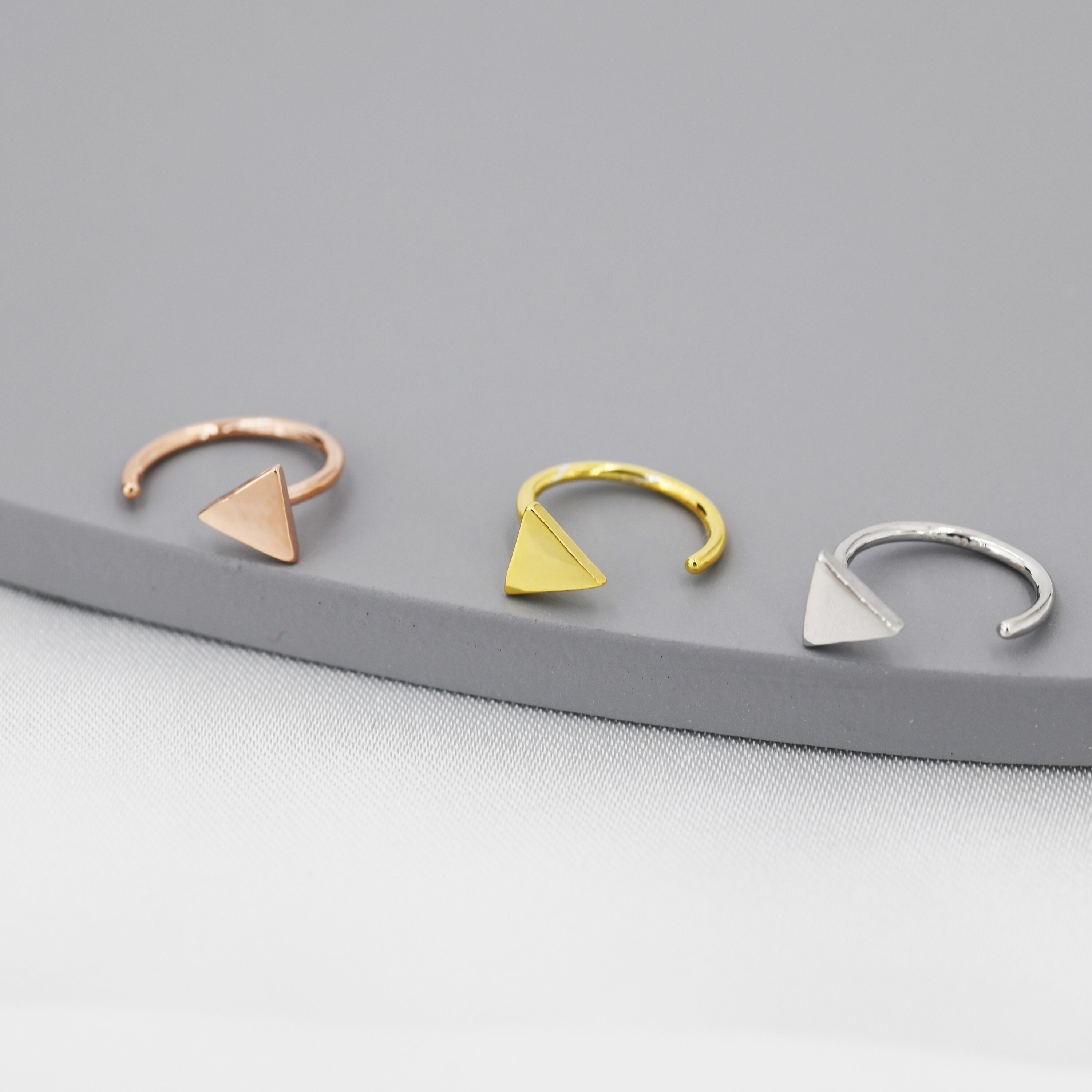Tiny Triangle Huggie Hoop Earrings in Sterling Silver Open - Etsy UK