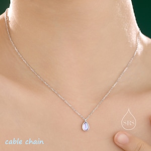 Aurora Moonstone Droplet Pendant Necklace in Sterling Silver, Lab ...