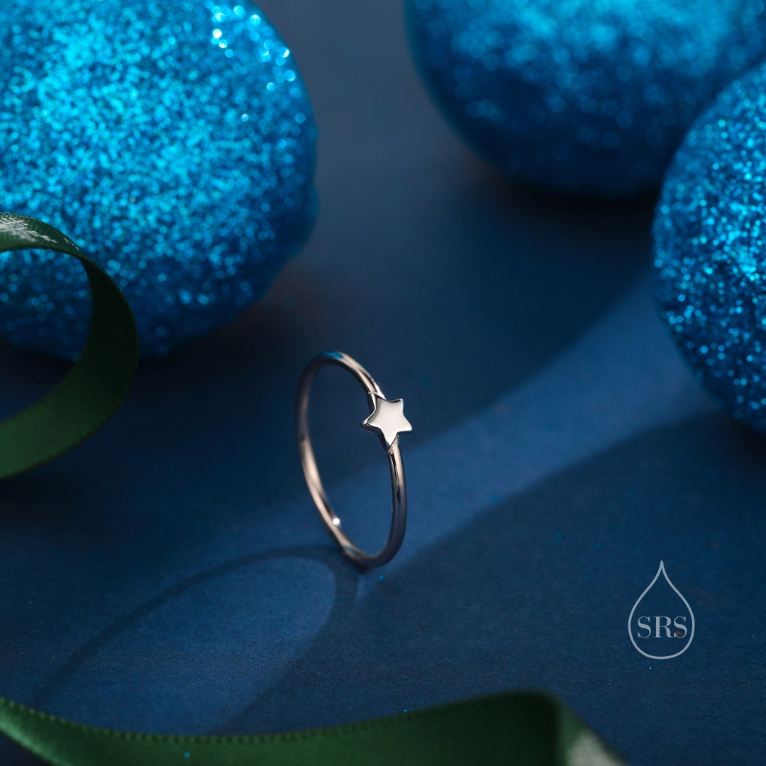 Extra Tiny Little Star Skinny Ring in Sterling Silver, Single Star ...