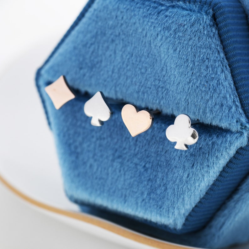 Card Suit Stud Earrings in Sterling Silver Poker Set | Etsy