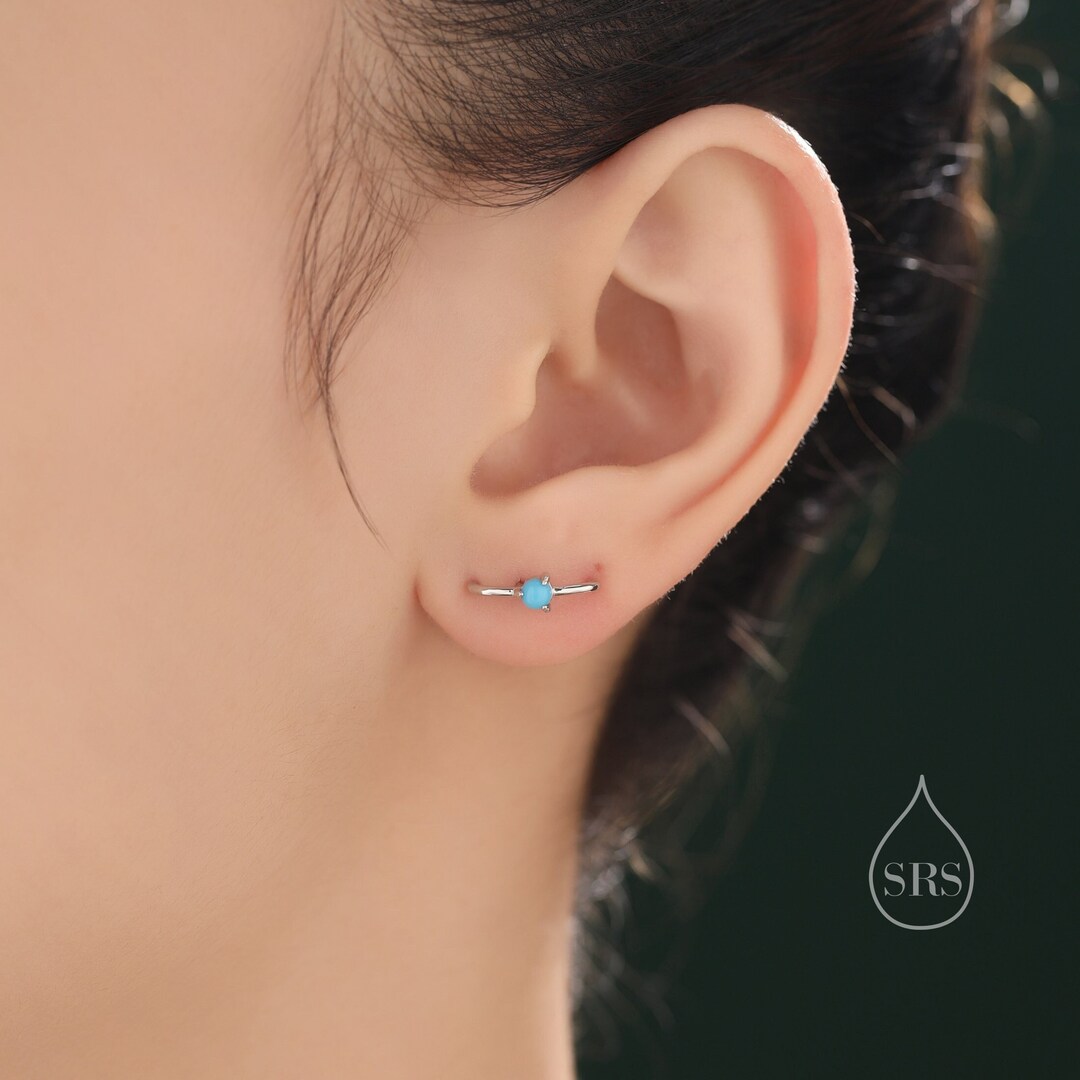 Single Piercing Moonstone or Opal Skinny Earlobe Cuff Earring in ...