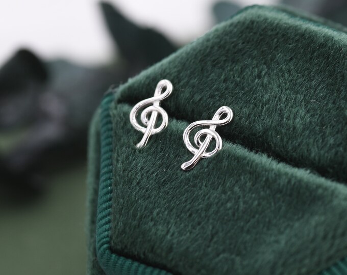 Tiny Treble Clef Sterling Silver Stud Earrings - Etsy