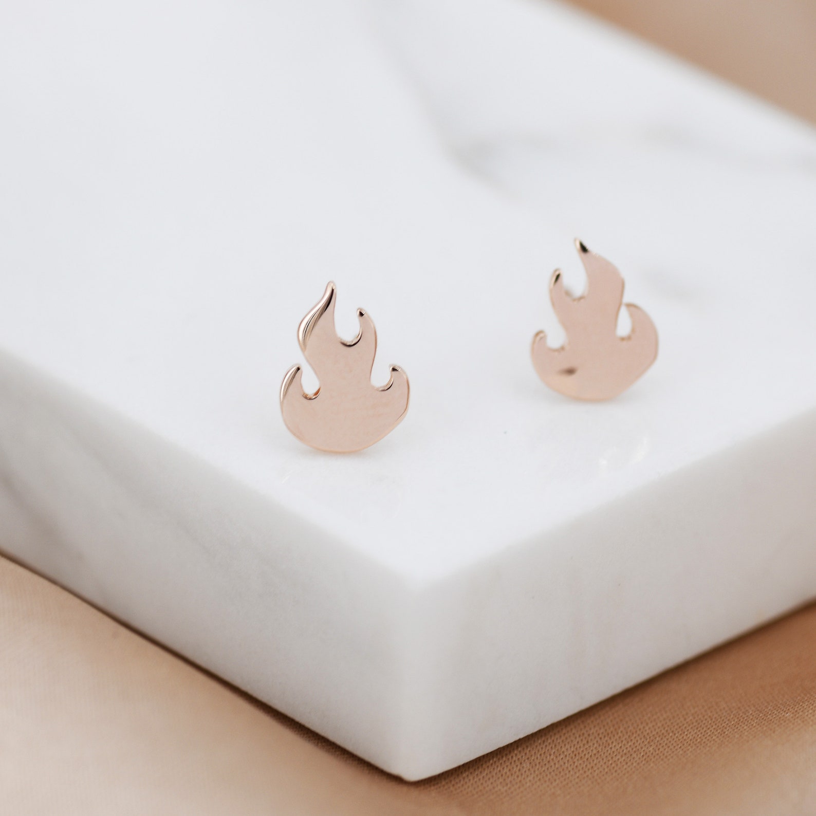 Fire Flame Stud Earrings in Sterling Silver, Silver, Gold or Rose Gold, Nature Inspired. - Etsy UK