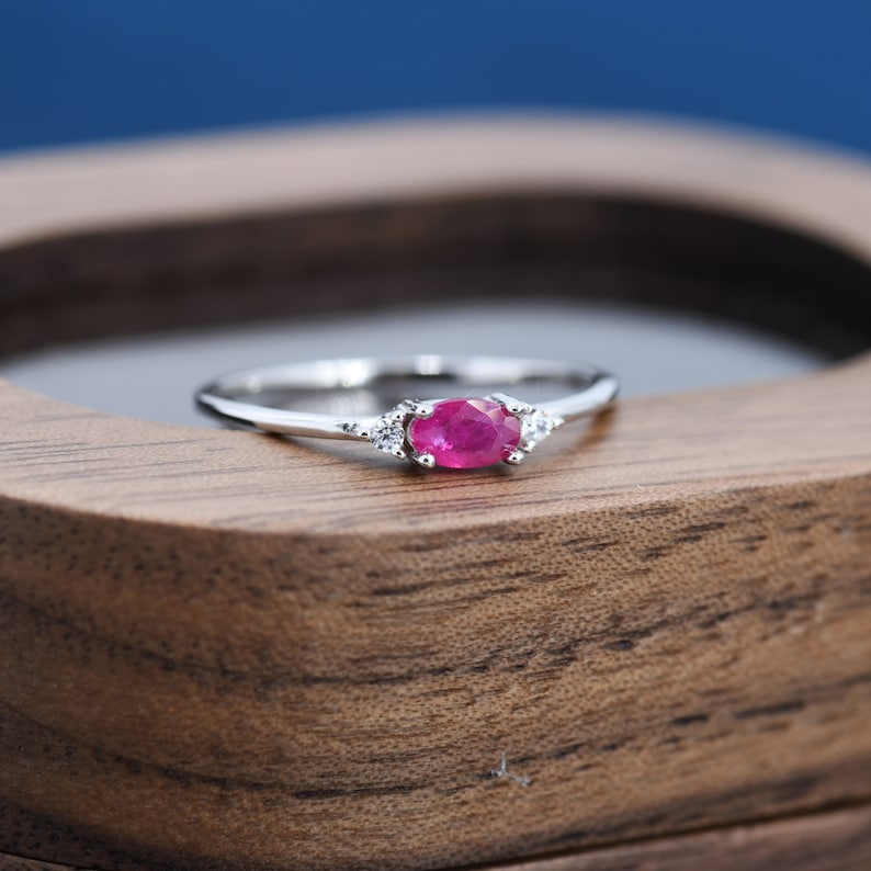Natural Ruby Ring in Sterling Silver Genuine Ruby Ring - Etsy
