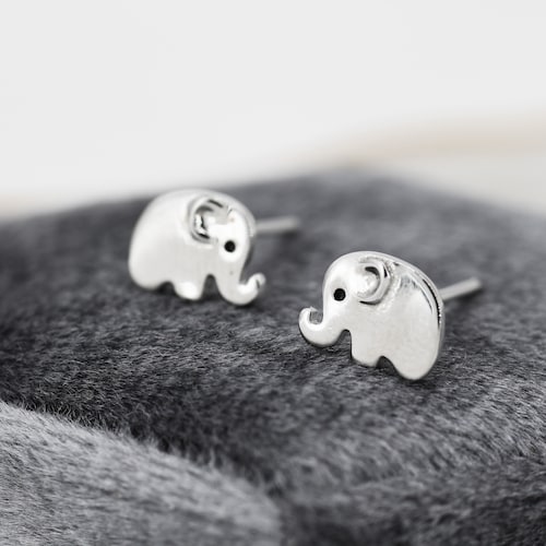 Elephant Stud Earrings in Sterling Silver Cute Fun Quirky | Etsy UK