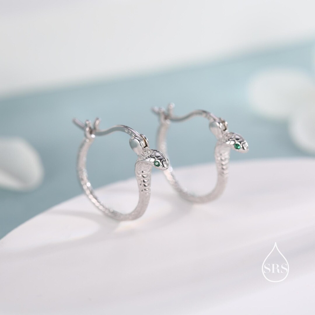 Cobra Snake Hoops in Sterling Silver, Gold, Rose Gold or Black, 12mm ...