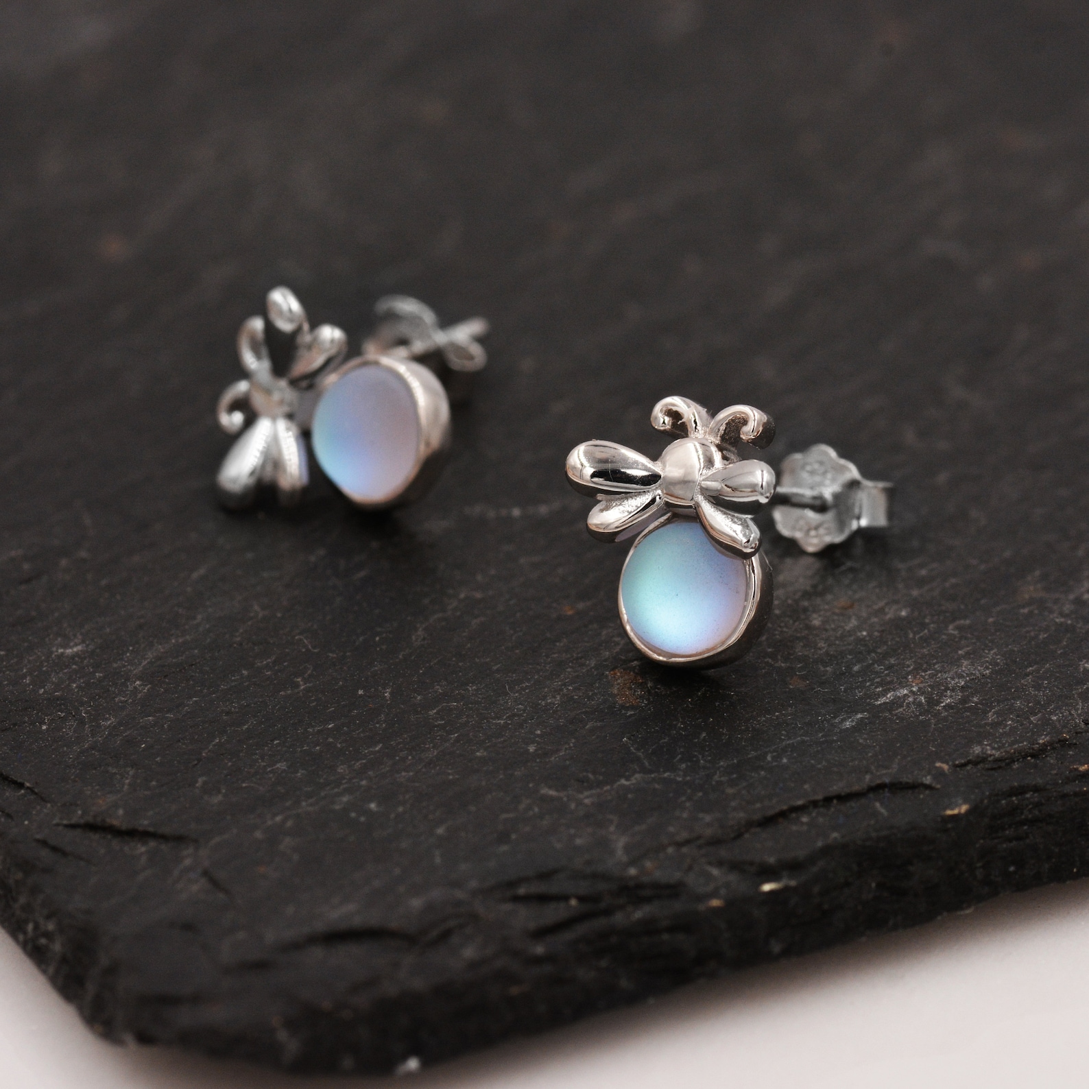 Firefly Stud Earrings in Sterling Silver With Frosted | Etsy