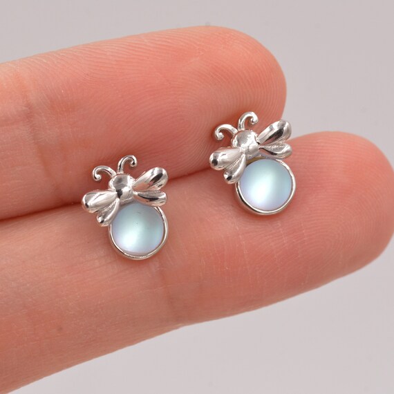 Firefly Stud Earrings in Sterling Silver With Frosted | Etsy