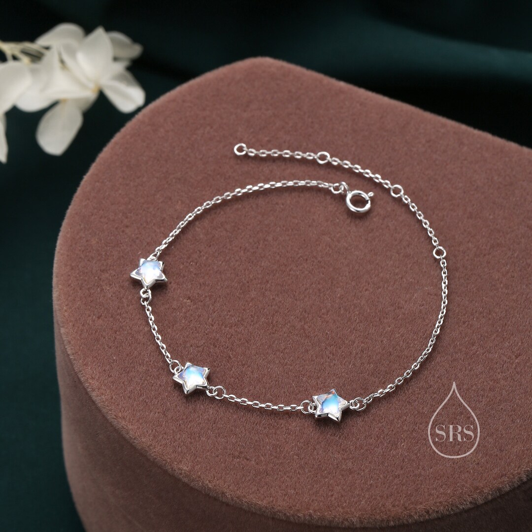 Moonstone Star Trio Bracelet in Sterling Silver, Silver or Gold ...