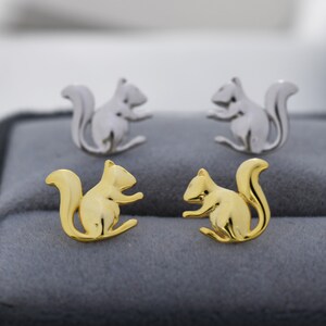 Squirrel Stud Earrings in Sterling Silver, Silver or Gold, Animal Earrings, Nature Inspired - Etsy