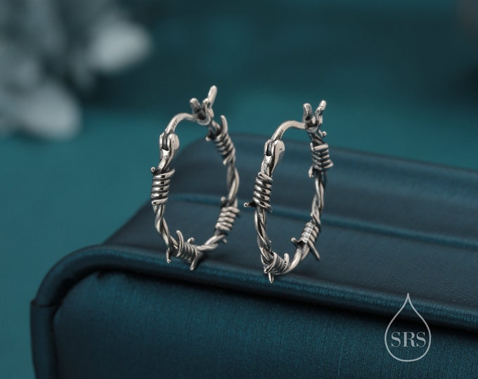 BARB WIRE Minimalist EARRINGS - Biker & Hippie 1.5" Silver Tone Charm ...