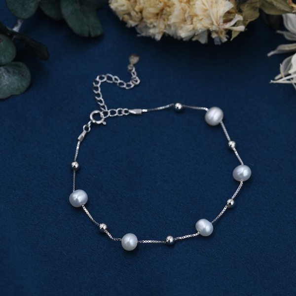 Genuine Pearl and Sterling Silver Bracelet - Etsy