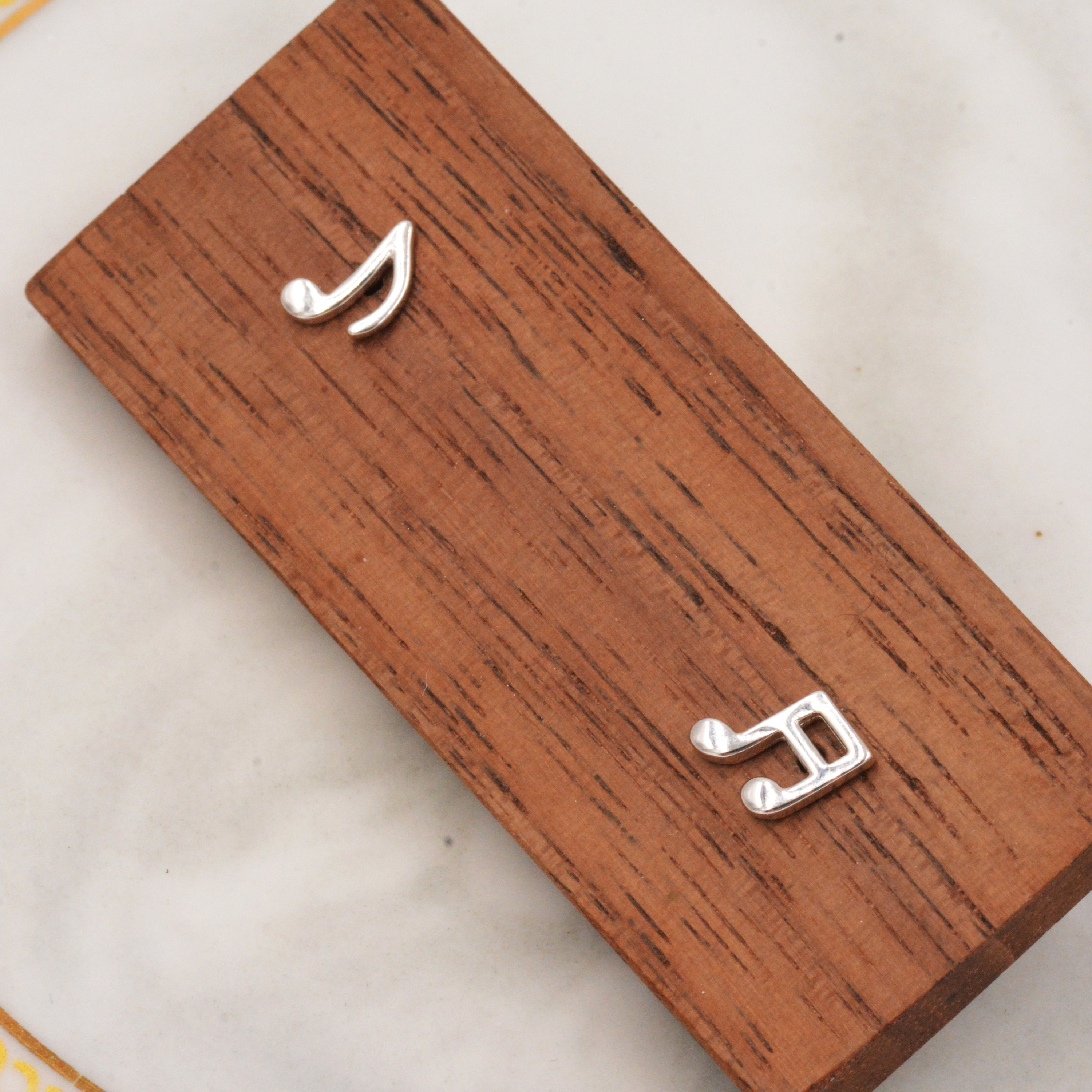 Mismatched Music Notes Stud Earrings in Sterling Silver Music | Etsy UK