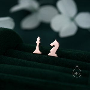 Extra Tiny Chess Piece Stud Earrings in Sterling Silver, Silver, Gold ...