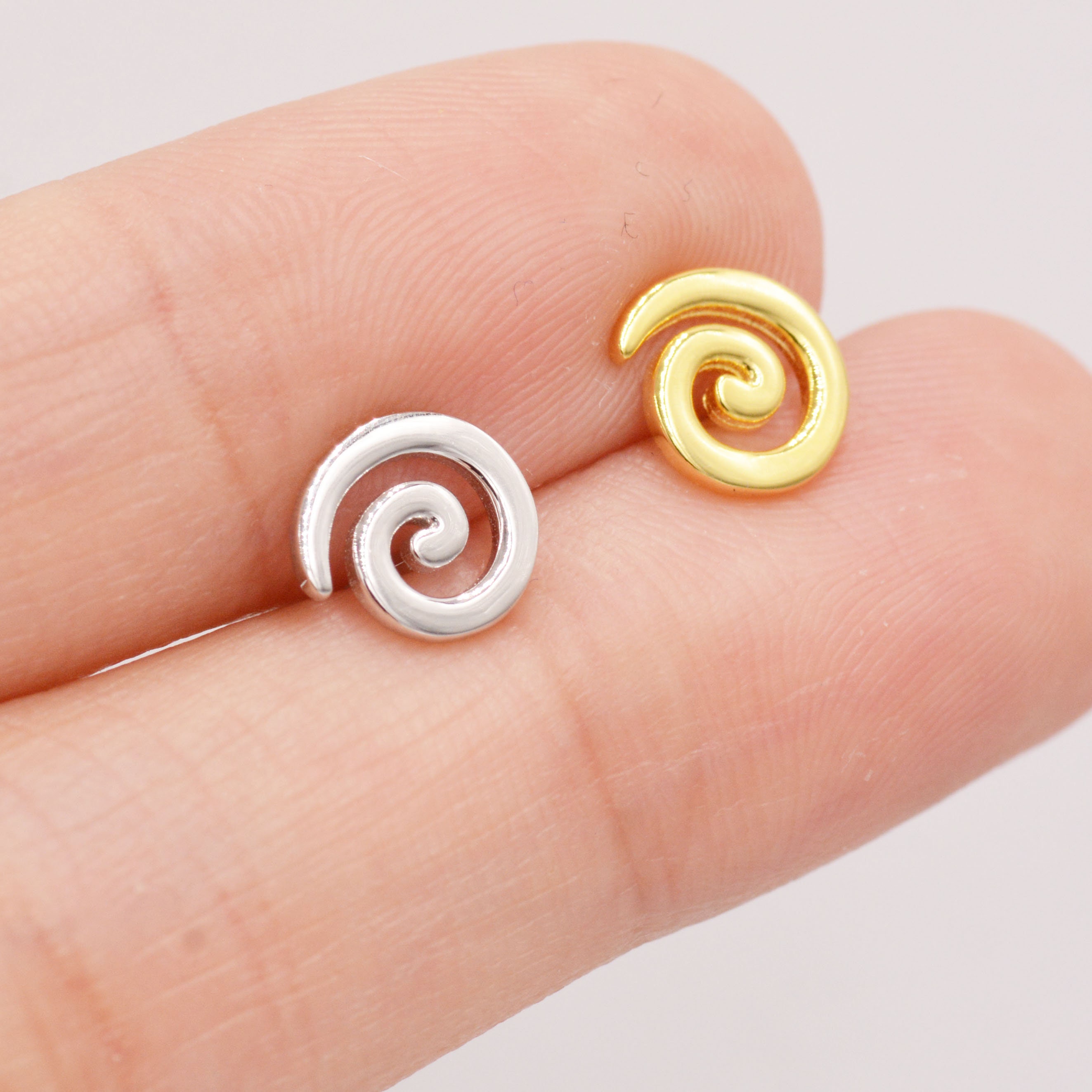 Koru Circle Spiral Stud Earrings in Sterling Silver Infinity | Etsy