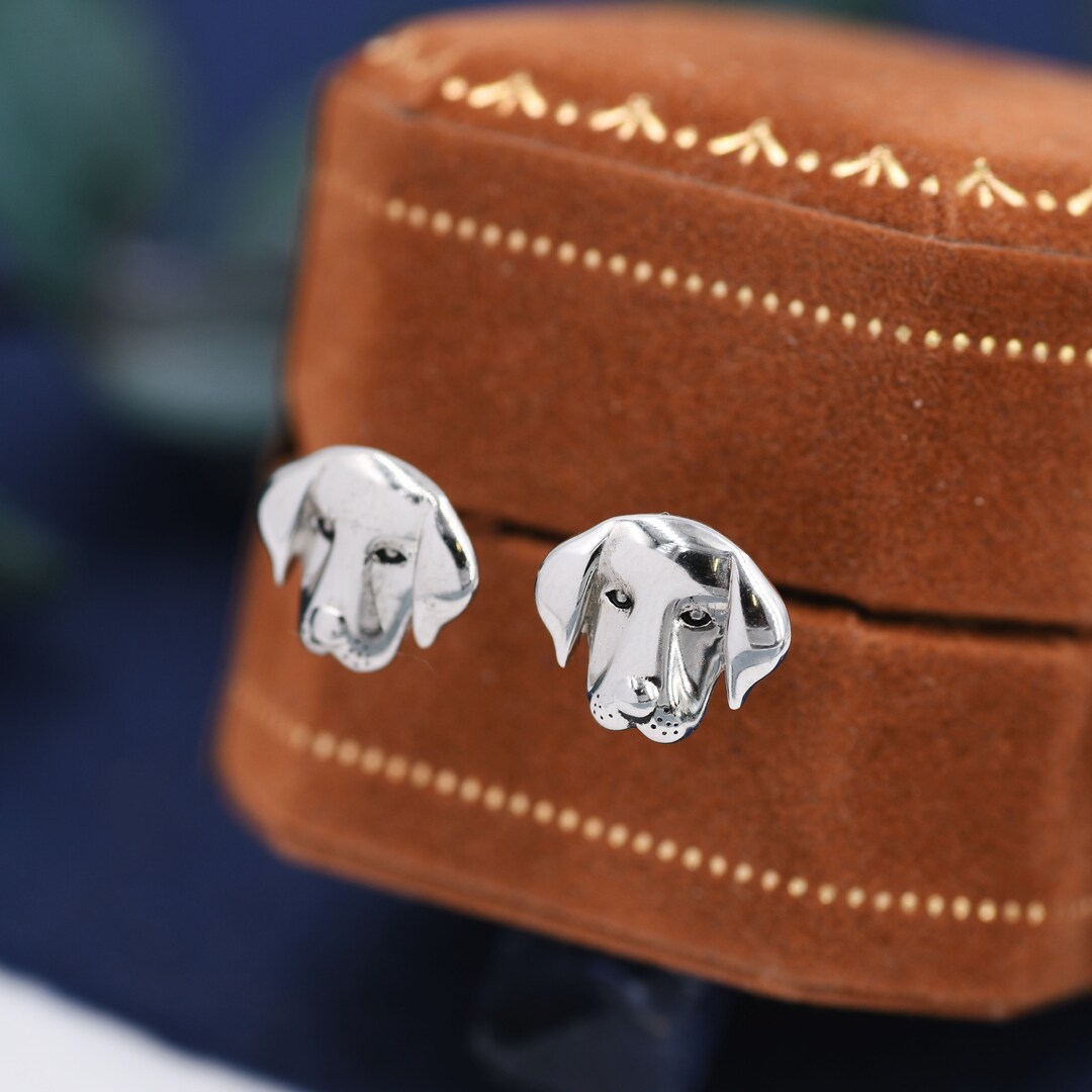 Labrador Dog Stud Earrings in Sterling Silver, Silver or Gold, Silver ...