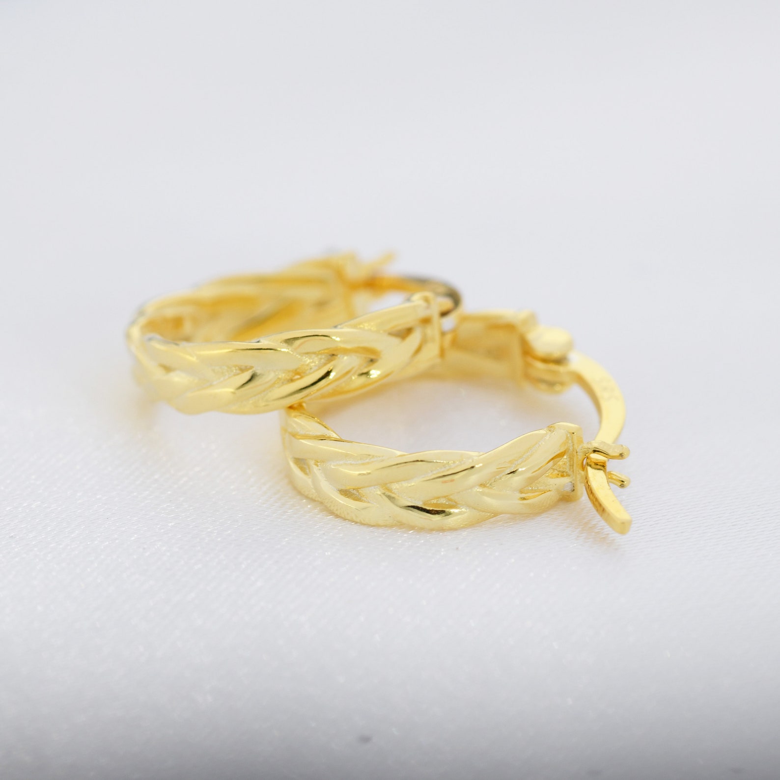 Braided Hoop Earrings in Sterling Silver Silver or Gold or - Etsy UK