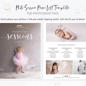 Mini Session Price List Template. Photography Pricing Guide. - Etsy
