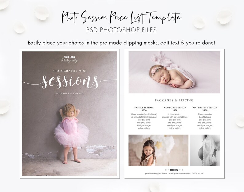 Mini Session Price List Template. Photography Pricing Guide. | Etsy