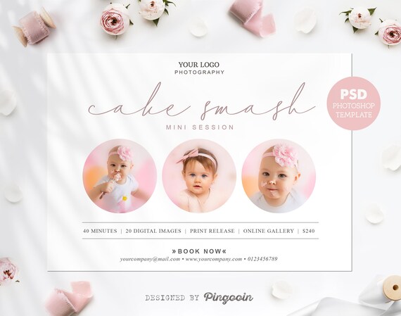 Cake Smash Mini Session Template. Cake Smash Marketing Board. | Etsy