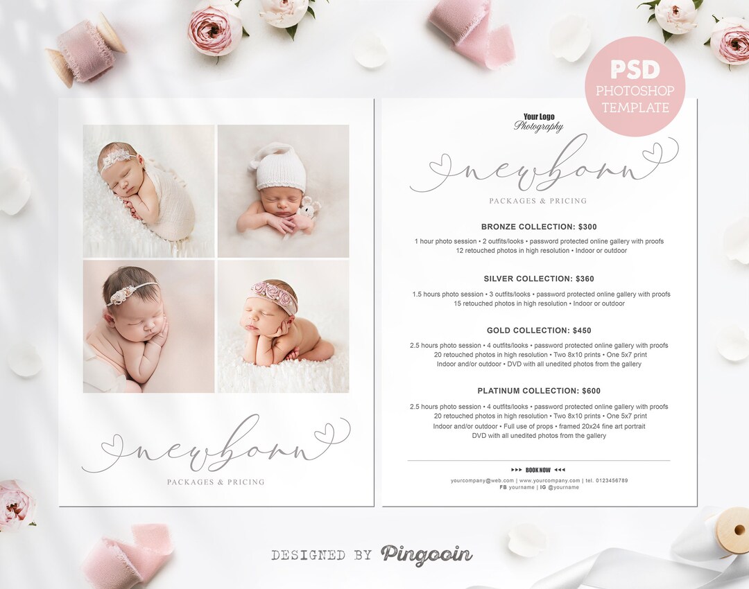 Price List Template. Newborn Photography Pricing Guide. - Etsy