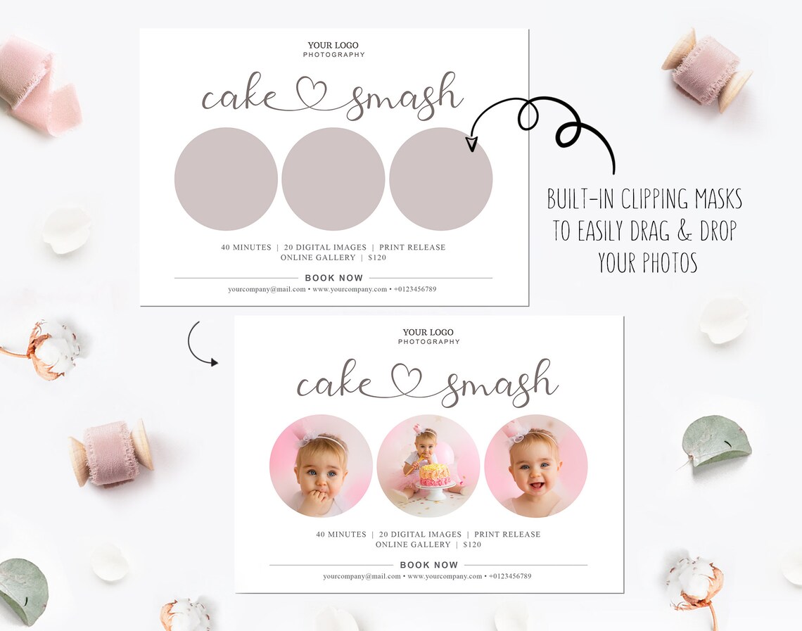 Cake Smash Mini Session Template. Cake Smash Marketing Board. - Etsy