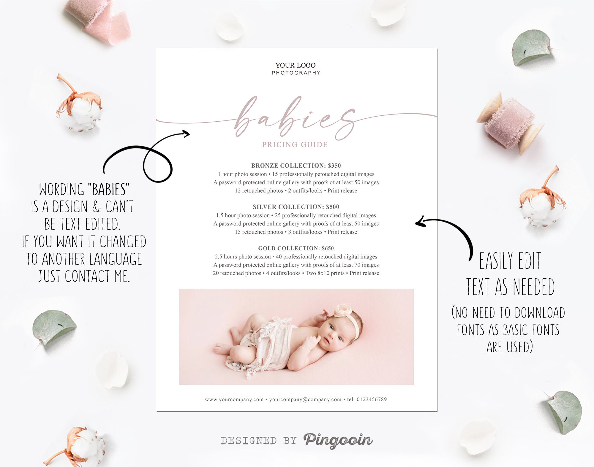 Price List Template. Babies Photography Pricing Guide. Baby | Etsy