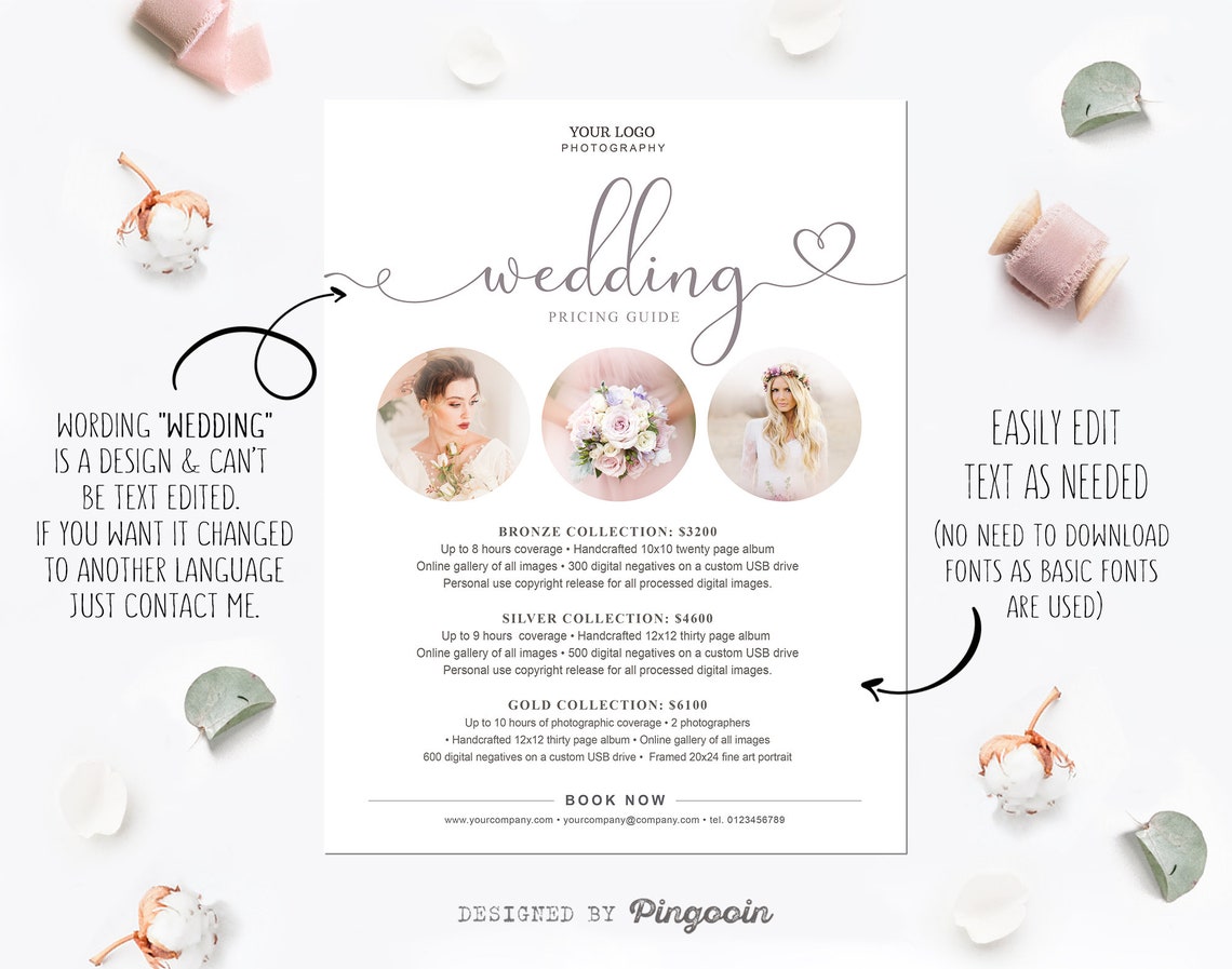 Wedding Price List Template. Wedding Photography Price Guide. - Etsy Norway