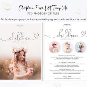Price List Template. Children Portrait Photography Pricing - Etsy