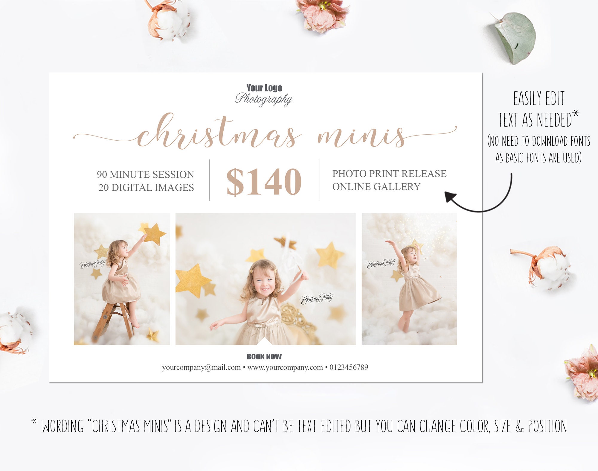 Christmas mini session template. Holiday mini session flyer. | Etsy