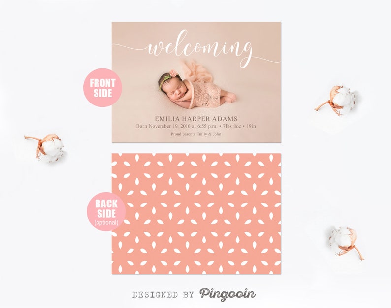 Birth announcement template. Newborn card. Baby announcement. | Etsy