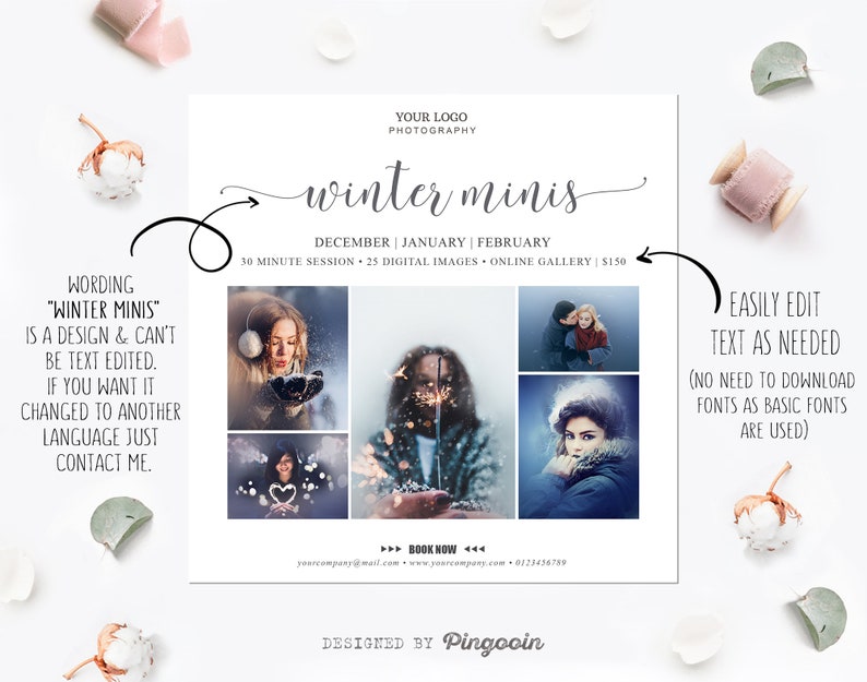 Mini session template. Winter mini sessions. Photography | Etsy