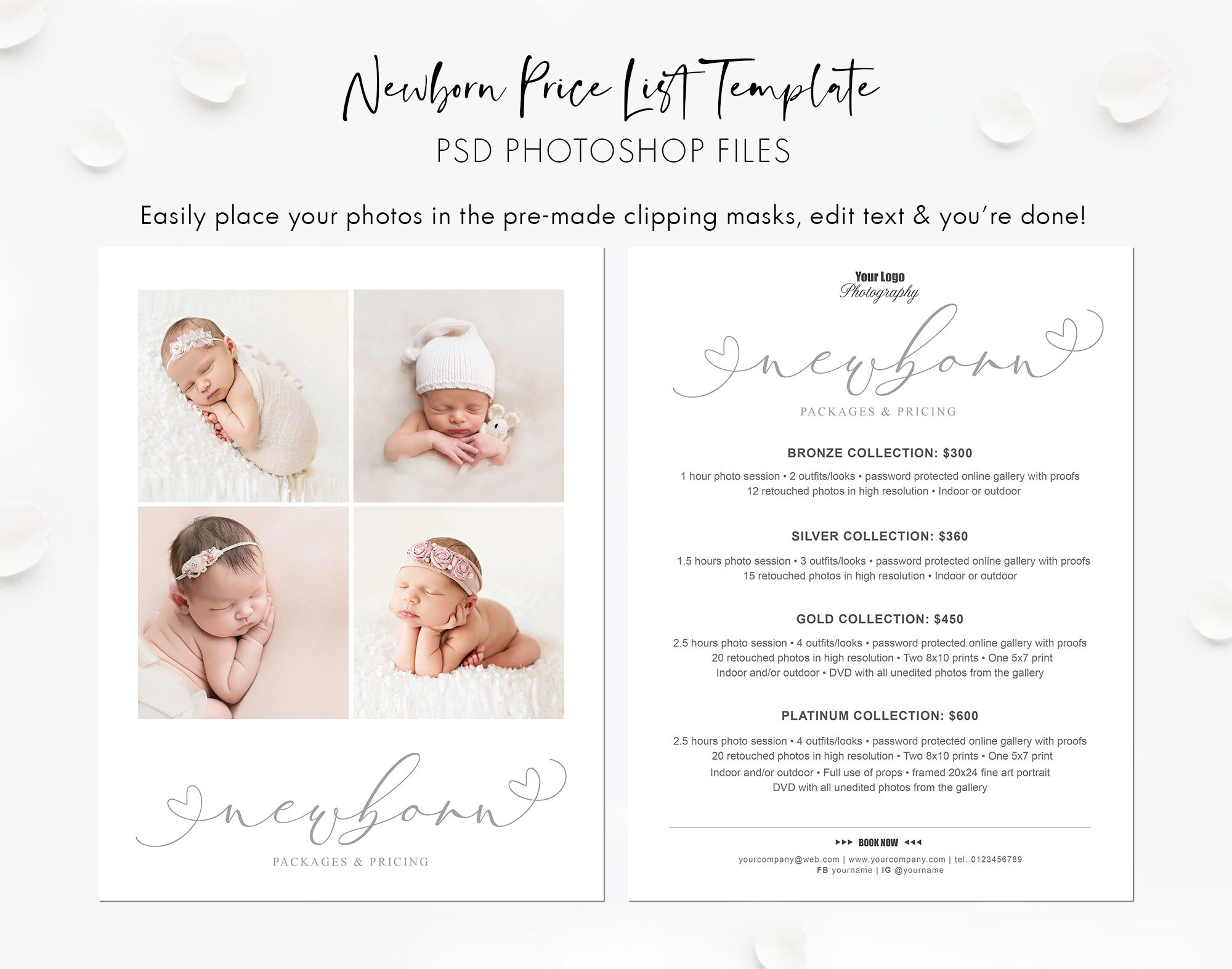 Price list template. Newborn photography pricing guide. | Etsy