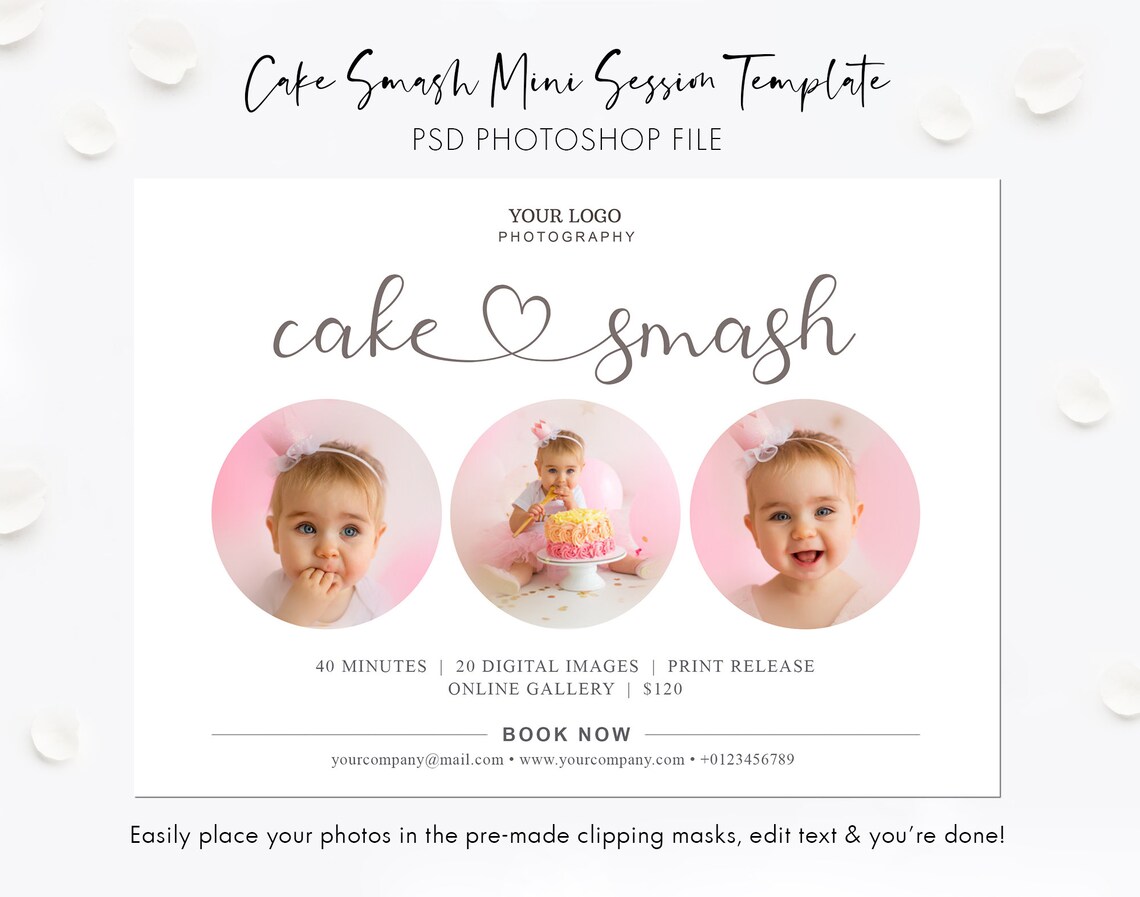Cake Smash Mini Session Template. Cake Smash Marketing Board. - Etsy