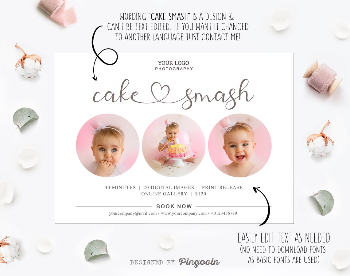 Cake Smash Mini Session Template. Cake Smash Marketing Board. - Etsy