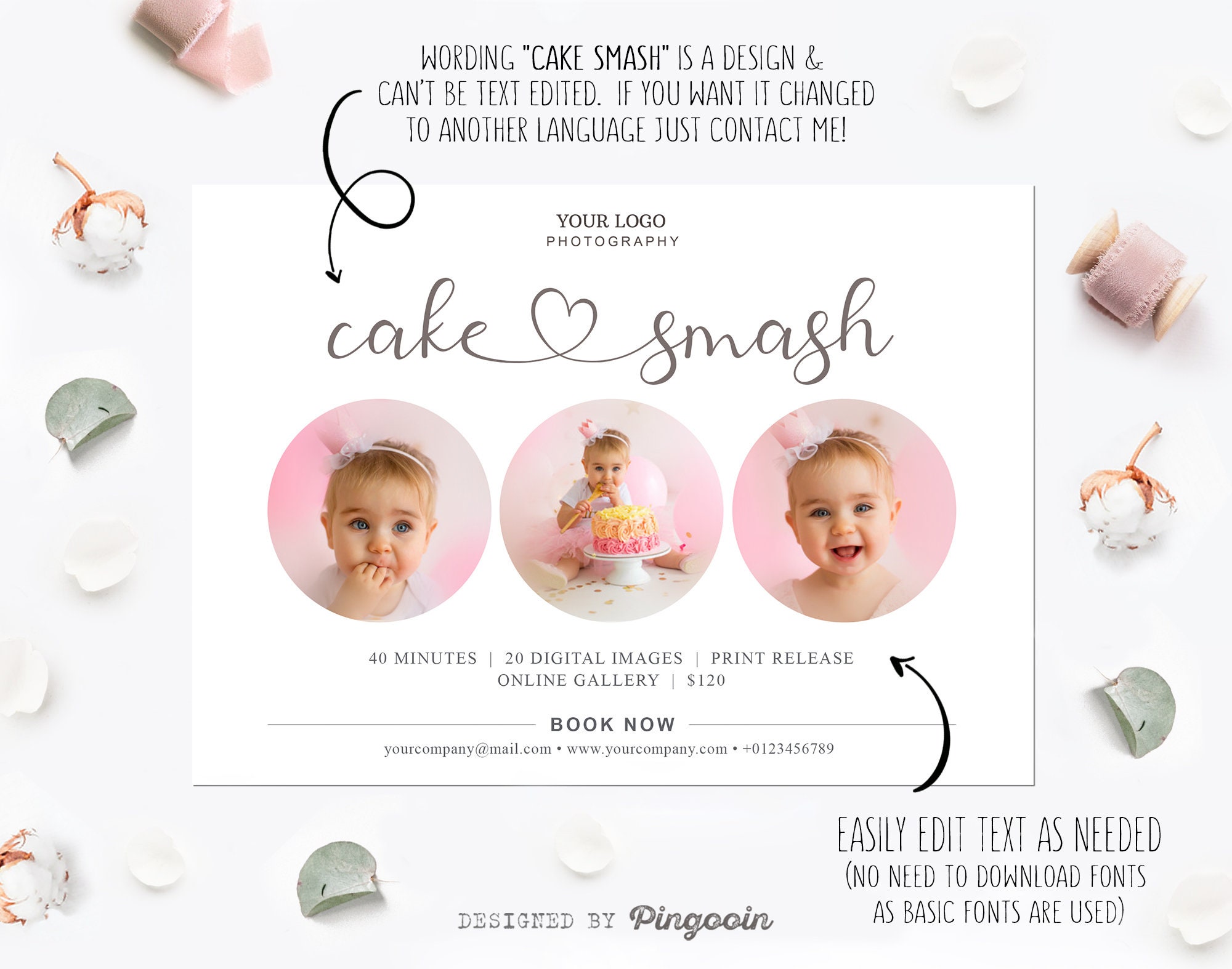 Cake Smash Mini Session Template. Cake Smash Marketing Board. - Etsy