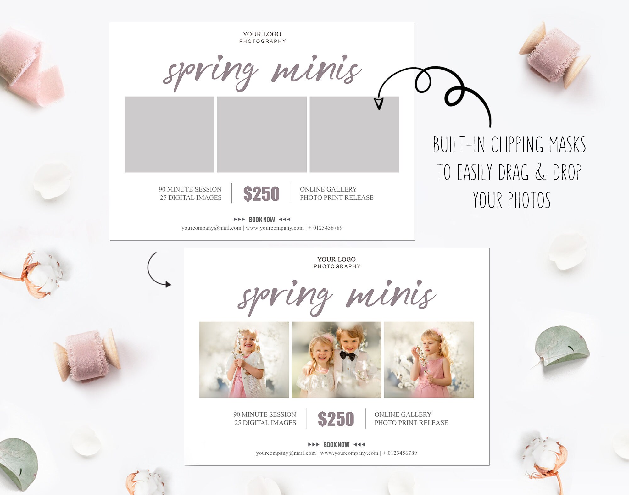 Mini session template. Spring mini session marketing board. | Etsy