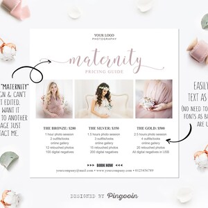 Price List Template. Maternity Photography Pricing Guide. Maternity ...