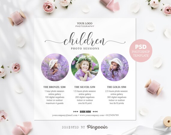 Price list template. Children photography pricing guide. | Etsy