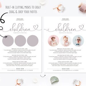 Price List Template. Children Portrait Photography Pricing - Etsy