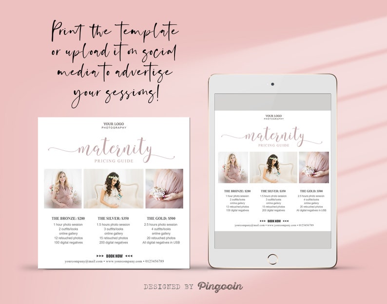Price List Template. Maternity Photography Pricing Guide. | Etsy