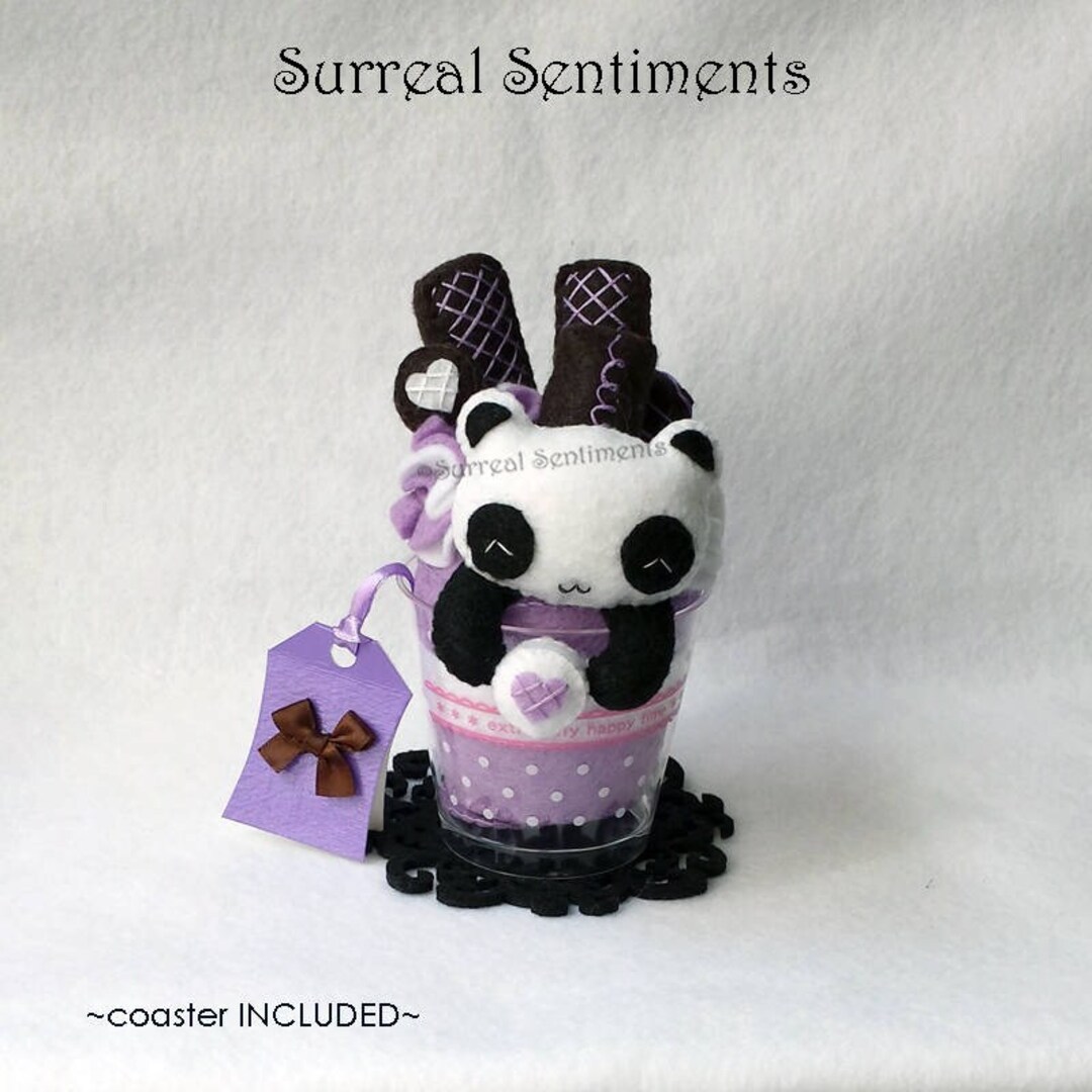 Taro Chocolate Panda Parfait Ice Cream Cake Taro Cream Kawaii Dessert ...