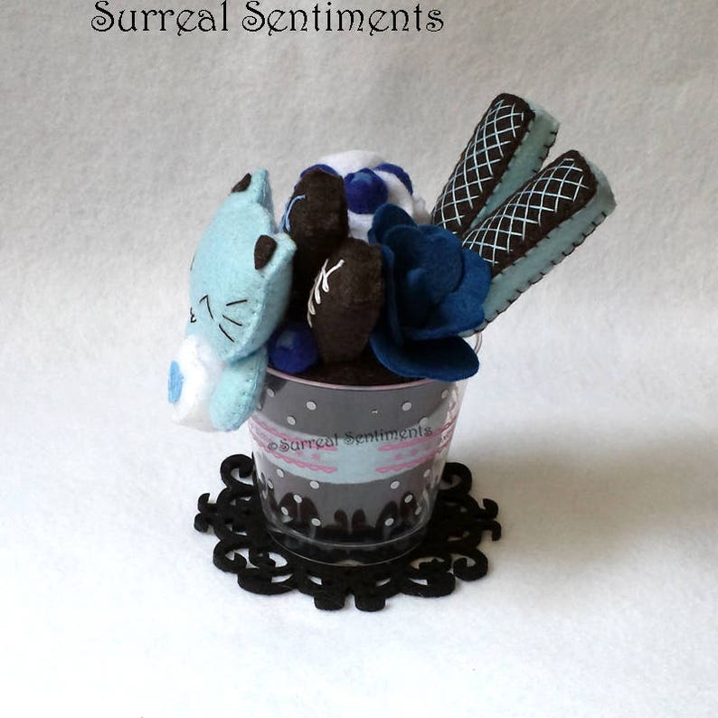 Blueberry Chocolate Cat Parfait Whimsical Animal Cat - Etsy