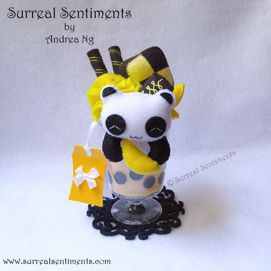 Mango Bubble Tea Panda Plush Boba Tea Plush Bubble Tea Gift Bubble Tea ...