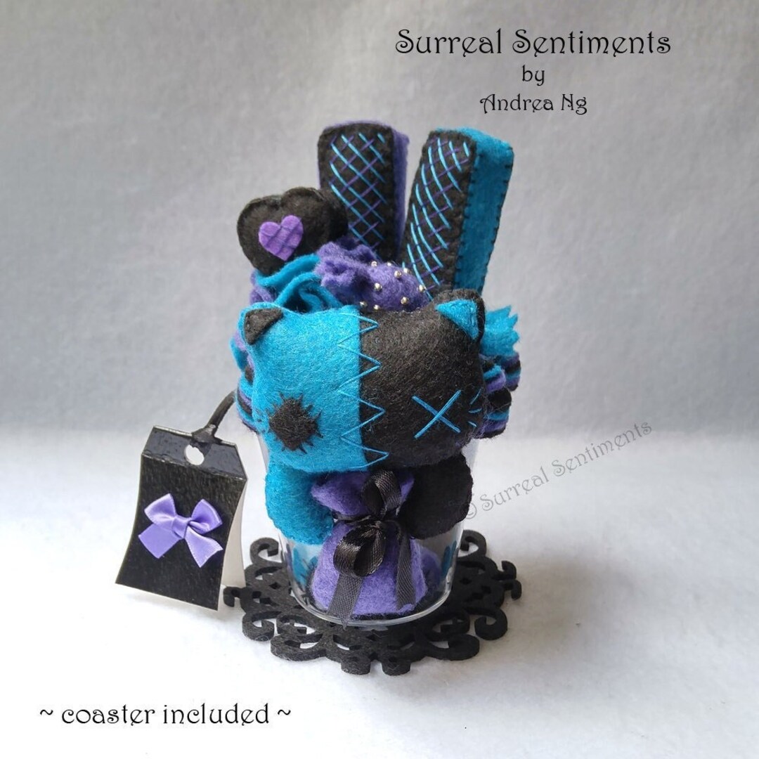 Purple Teal Moxy-kitty Parfait Surreal Candy Plush Gothic Candy Decor ...