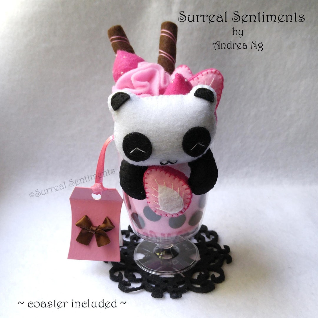 Strawberry Panda Bubble Tea Plush: HK Style Dessert - Panda Lovers - Etsy